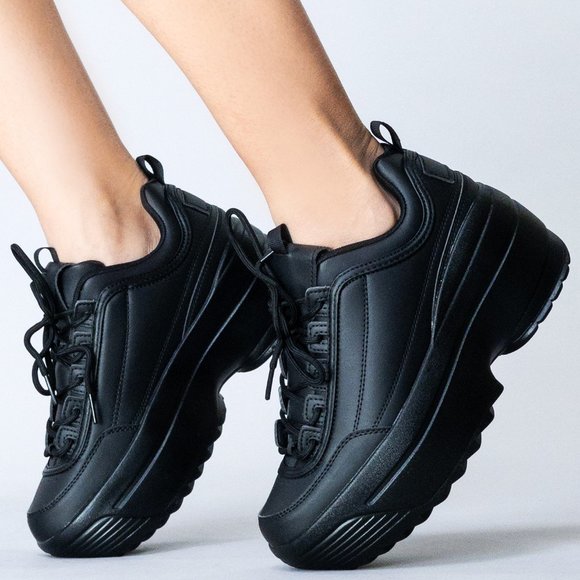 Berness | Shoes | Berness Lily 505 Next Level Black Platform Sneakers ...